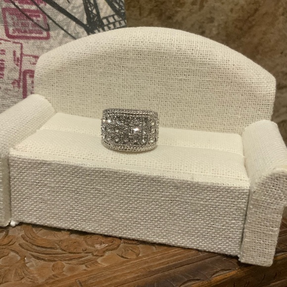 Hand Crafted | Jewelry | Silver Band Rhinestone Ring | Poshmark